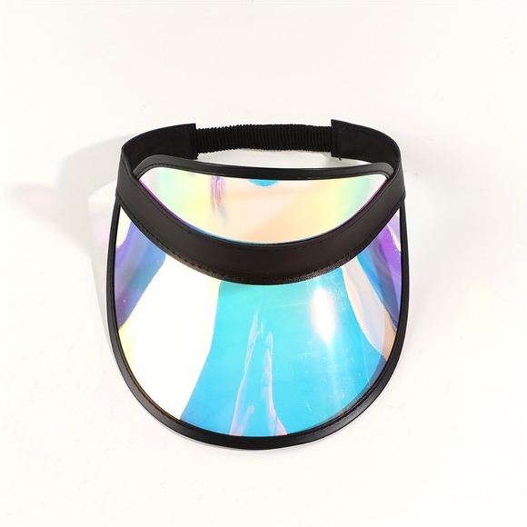 Accessories | Nib Holographic Laser Pvc Black Elastic Hat Lightweight ...